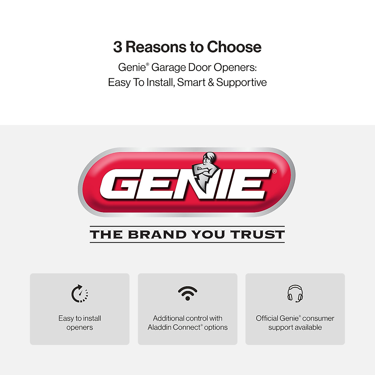 Genie Chain Drive 500 Garage Door Opener - Model 1035 - Reliable Chain Drive Garage Opener,Black