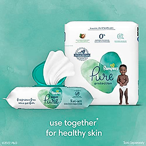 Pampers Baby Diapers - Pure Protection - Size 1, 132 Count, for up to 100% Leakproof, Premium Plant-based Skin Protection