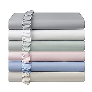 Swift Home Ultra-Soft Elegant 2-inch Ruffled Hem Design on Flat Sheet and Pillowcases, Wrinkle Resistant, Fade Resistant, Deep Pocket, Double Brushed 4-Piece Microfiber Sheet Set - Full, Rose Blush