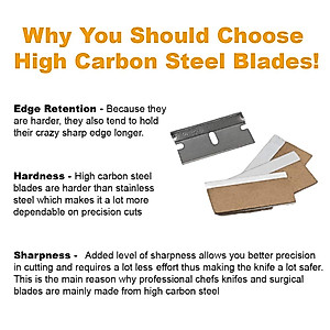 CANOPUS Single Edge Industrial Razor Blades, Safety Straight Edge Razor, 100% Made in USA, Box & Carton Cutter Replacement Blades, Glass and Paint Scraper Razor Blades (10 Pieces)