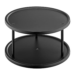 Navaris Two Tier Lazy Susan Storage Rack - Rotating Turntable Organizer for Kitchen Shelf Pantry Cupboard Fridge - Metal Rotating Vertical Spice Rack