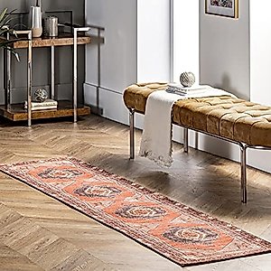 nuLOOM Kamila Tribal Machine Washable Runner Rug, 2' x 8', Orange