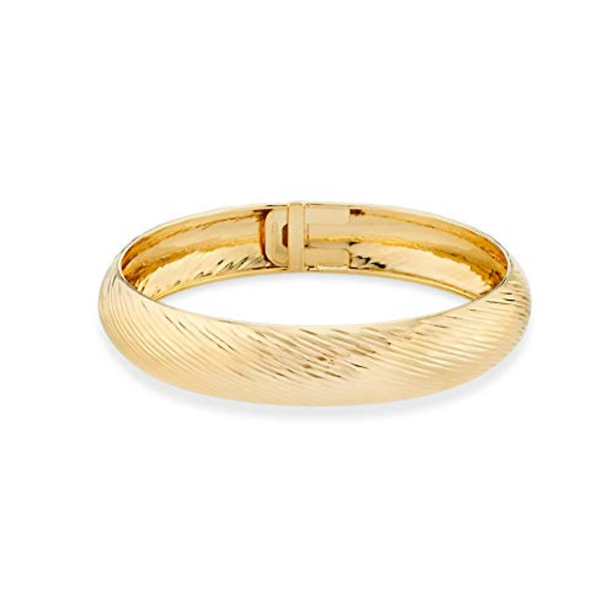 Miabella 925 Sterling Silver or 18Kt Yellow Gold Over Silver Italian Diamond-Cut Round Flexible Bangle Bracelet for Women 7.5 Inch Made in Italy (yellow-gold-plated-silver)