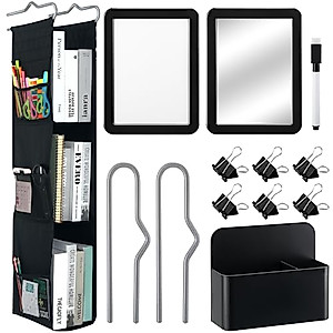 Didaey 5 Pcs 3 Shelf Hanging Locker Organizer Adjustable School Locker Shelf with Magnetic Pen Holder Magnetic Mirror Whiteboard Marker Locker Accessories for Office Home