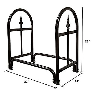 Pure Garden Alloy Steel 50-127 Fireplace Log Rack with Finial Design, Black