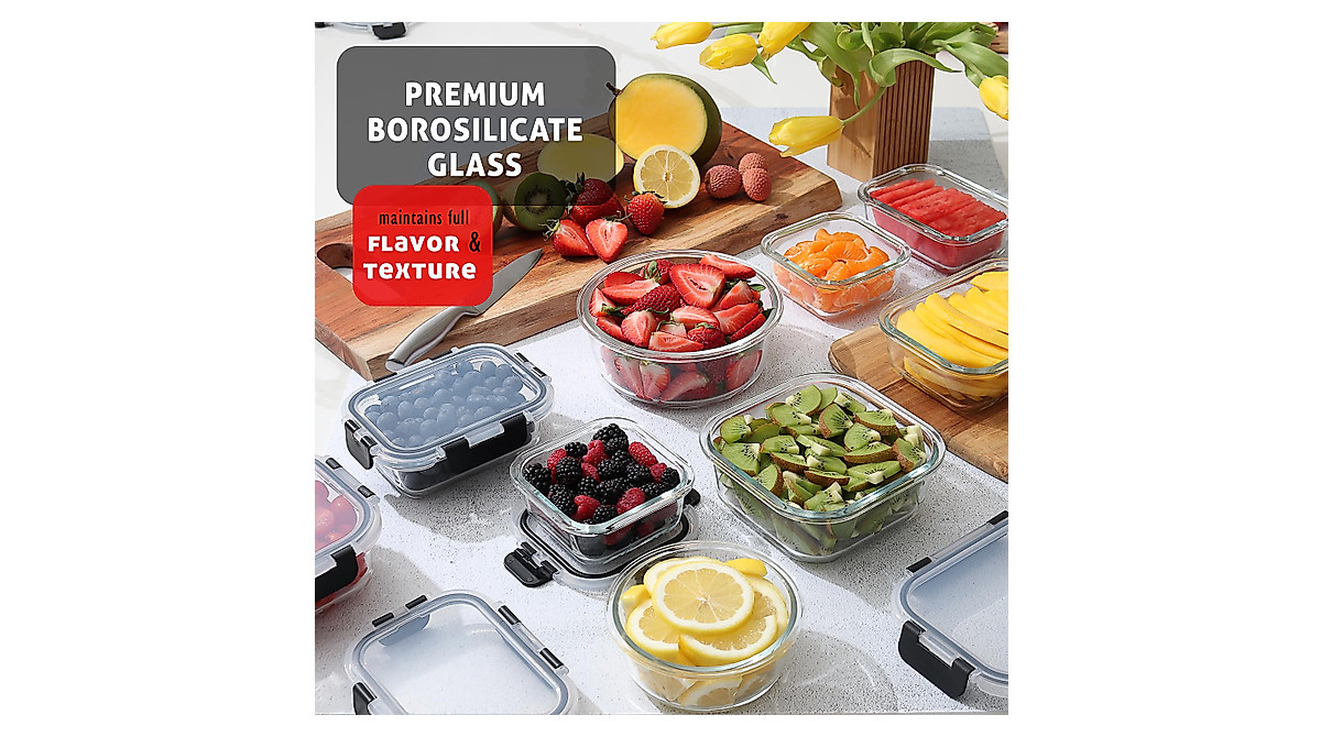 Nestl 24pc (12 Airtight, Freezer Safe Food Storage Containers and 12 ...