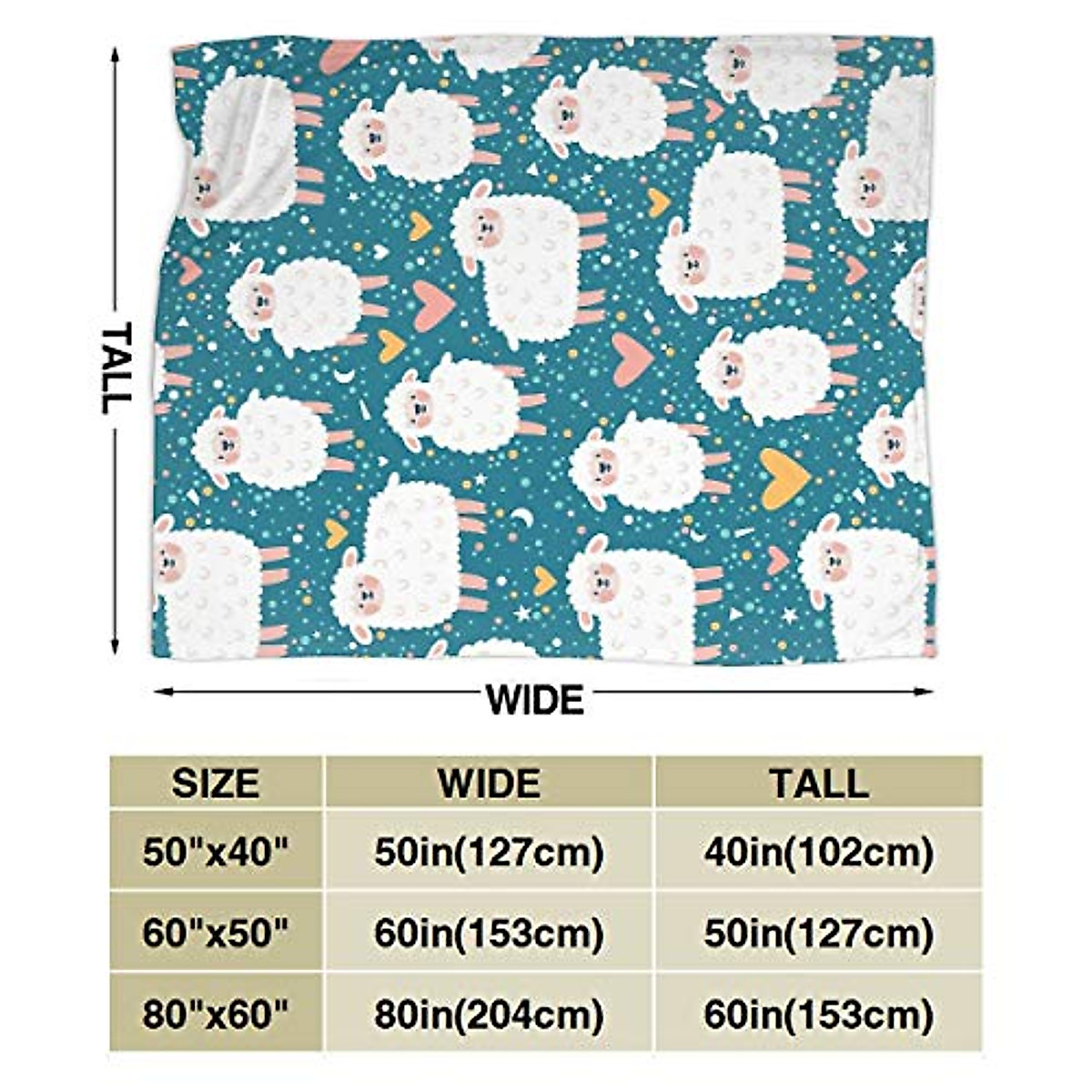 Abucaky Cute Sheep Fleece Throw Blanket Ultra Soft Cozy Decorative Flannel Blanket All Season for Home Couch Bed Chair Travel 50x40in