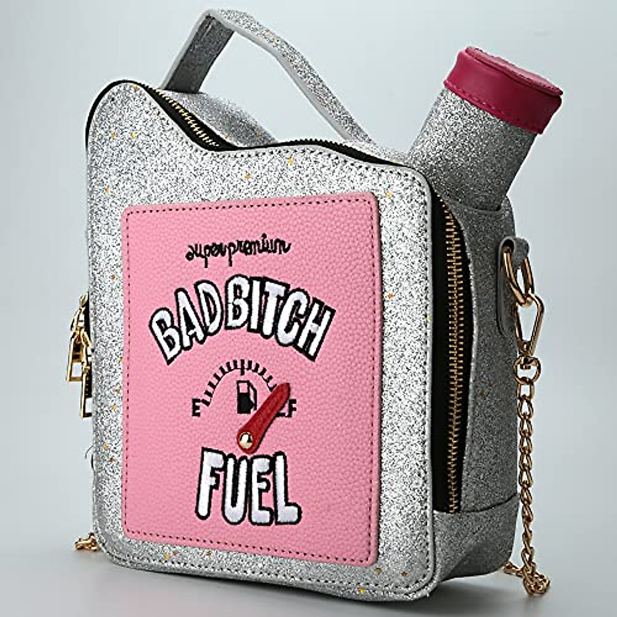 QiMing Gasoline Shoulder Handbag,Sequins PU CrossBody PursesTote Bag for Women(Silver)