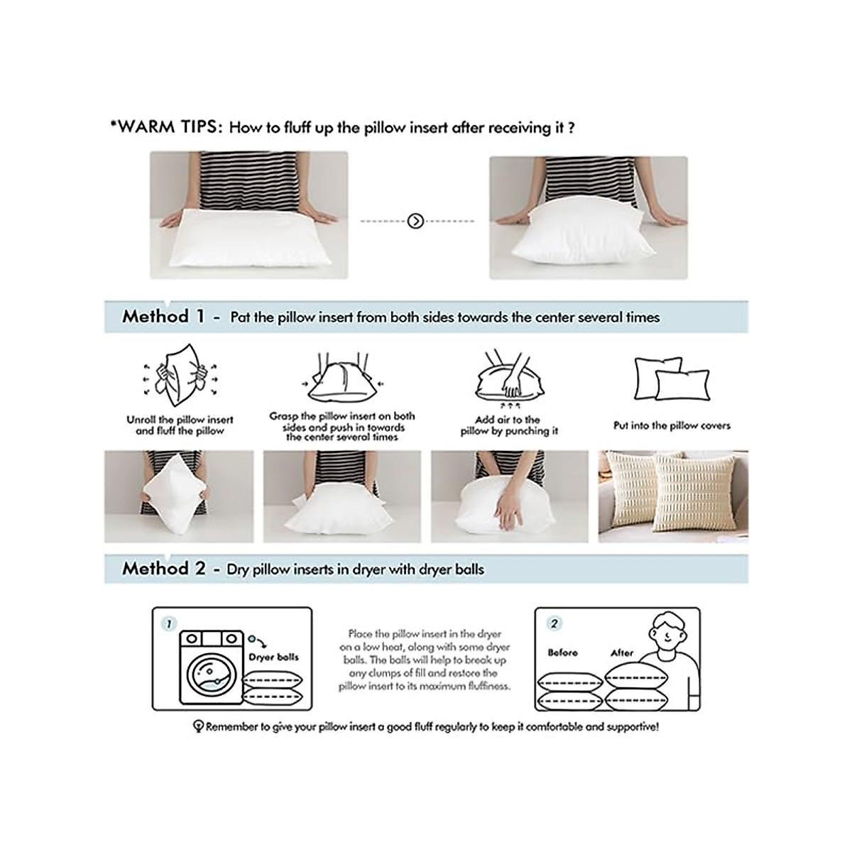 MIULEE 12x24 Pillow Inserts Throw Pillow Inserts Set of 2 12 x 24 Inches Pillow Inserts Square White Decorative Throw Pillows for Couch Sofa Bed