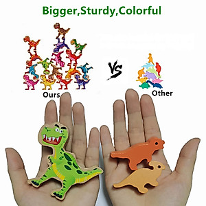 JACATO Wooden Stacking Dinosaur Toys for Kids 3-5, Wooden Montessori Toys for Boys Girls 2 3 4 Year Old, Dinosaur Toys Christmas and Birthday Gifts for Boys Girls 2-6
