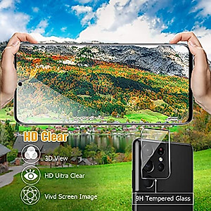 Galaxy S21 Ultra Screen Protector 【2+2 Pack】With Camera Lens Protector, Compatible Fingerprint, 3D Glass Full Coverage 9H Hardness Tempered Glass Screen Protector for Samsung Galaxy S21 Ultra 5G 6.8 Inch