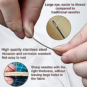 Large-Eye Needles for Hand Sewing, 50pcs Premium Large Eye Sewing Needles with Threaders and Storage Tube 5 Size Large Eye Pointed Stitching Needles for Stitching Crafting Projects and Embroidery