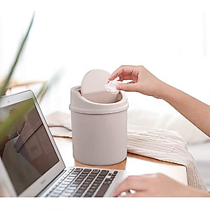 Fiazony Plastic Tiny Waste Bin, Desktop Mini Trash Can with Swing Lid, Pink