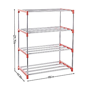 Xerhnan 4-Tier Stackable Small Shoe Rack Pink and 4-Tier Slim Storage Cart Narrow Shelving White