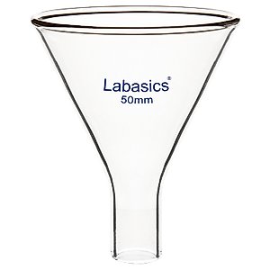 Labasics Glass Powder Funnel, Heavy Wall Borosilicate Glass Short Stem Funnel with 50 mm Top Height and 26 mm Stem Height