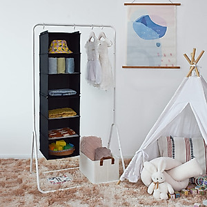 GRANNY SAYS 6-Shelf Hanging Organizer for Closet, Separable to 2 Pack 3-Shelf Hanging Shelves, Hanging Organizer for Bedroom, Black