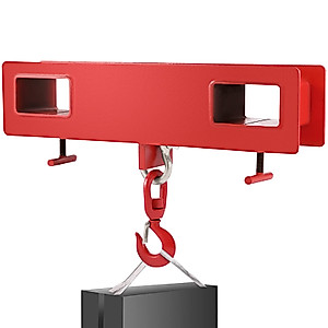 VEVOR Forklift Lifting Hook, 4400lbs Capacity Forklift Lifting Hoist, Red Forklift Mobile Crane with Swivel Hook and Two Large T-Screws, Hook Forklift Lifting Hoist, Fork Lifting Attachment
