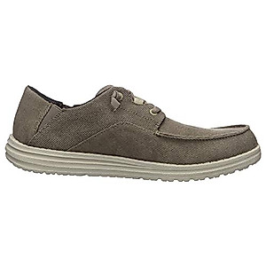 Skechers Men's VOLGO Slip ON Melson Canvas Slip-On Moccasin Shoe, Brown, 12 Medium US