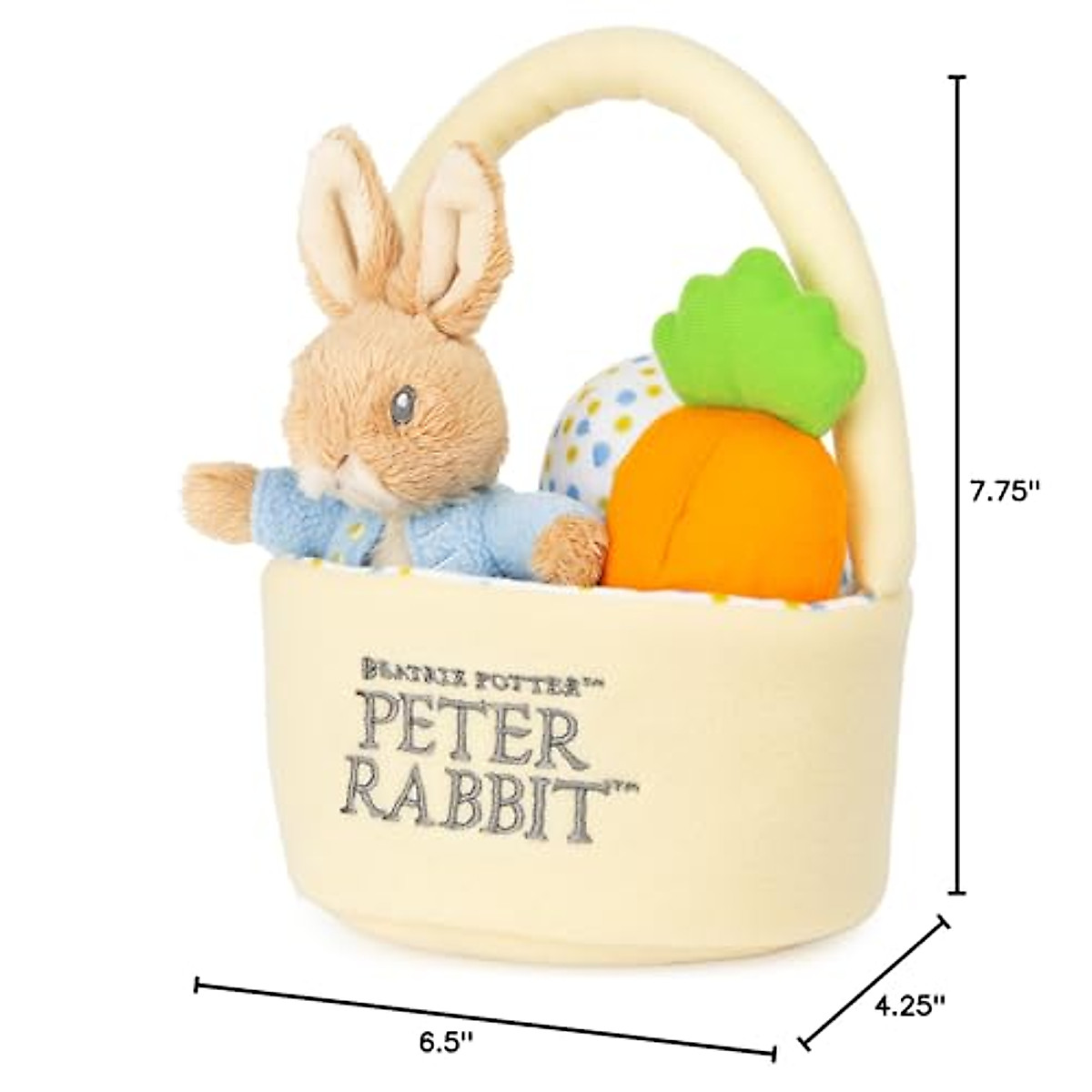 GUND Beatrix Potter Peter Rabbit Easter Basket Sensory Toy Playset, 4-Piece Plush Toy Playset for Ages 1 and Up, 8.5”