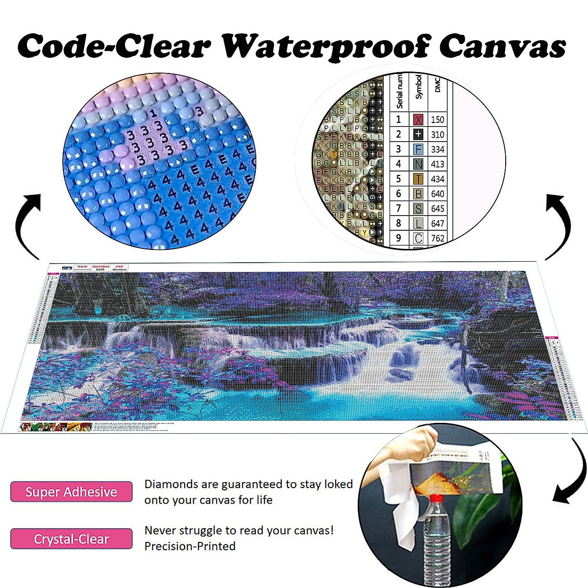 YALKIN 5D Diamond Painting Kits for Adults DIY Large Waterfall Full Round Drill (35.5 x 15.7 inch) Pictures Arts Paint Kits Diamond Painting Kits for Home Wall Decor