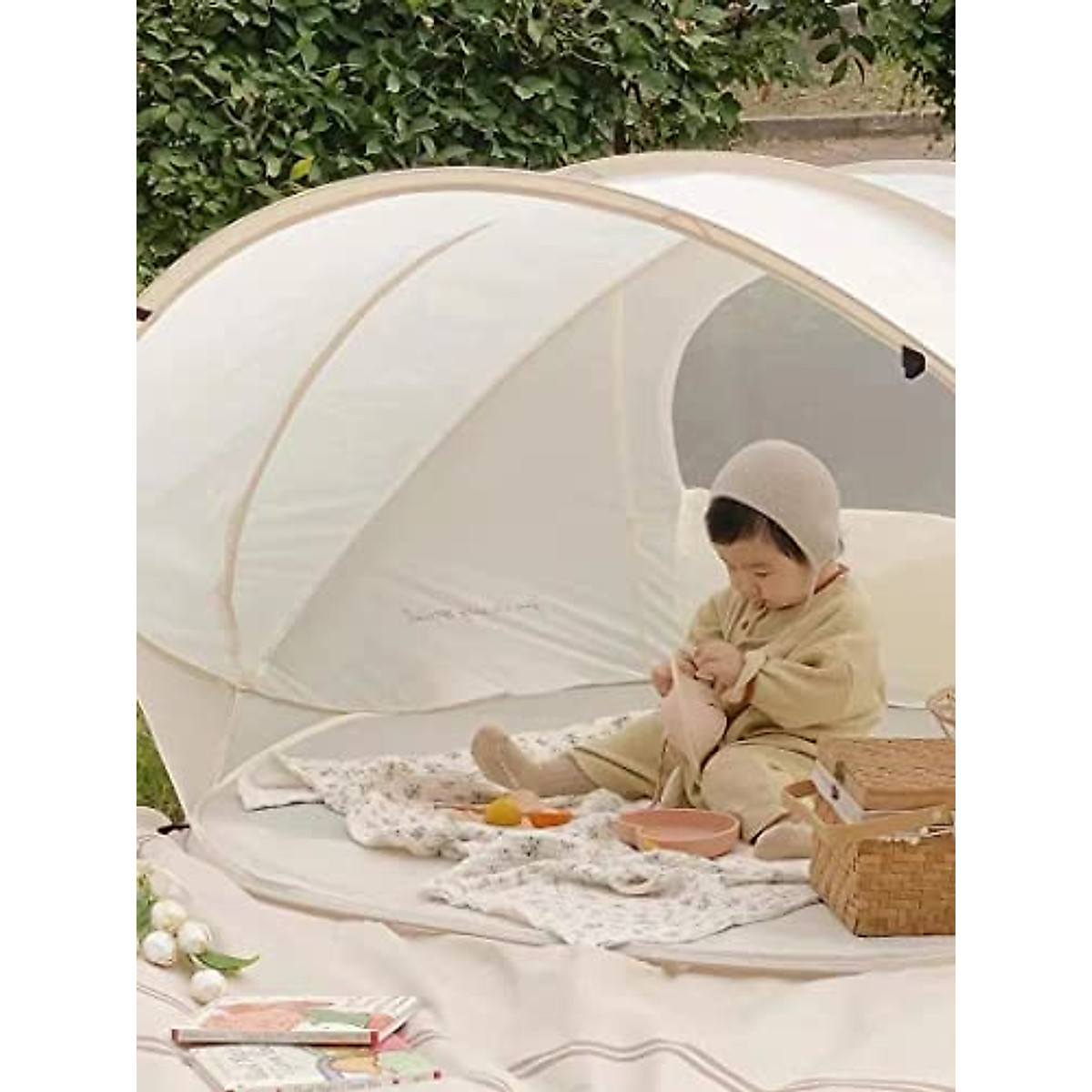Popup Dome Play Yard Premium Outdoor and Indoor Baby Playpen Portable Lightweight Canopy and Travel Camping Bag (Off-White)