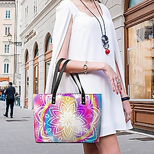 Womens Handbag Colorful Floral Texture Leather Tote Bag Top Handle Satchel Bags For Lady