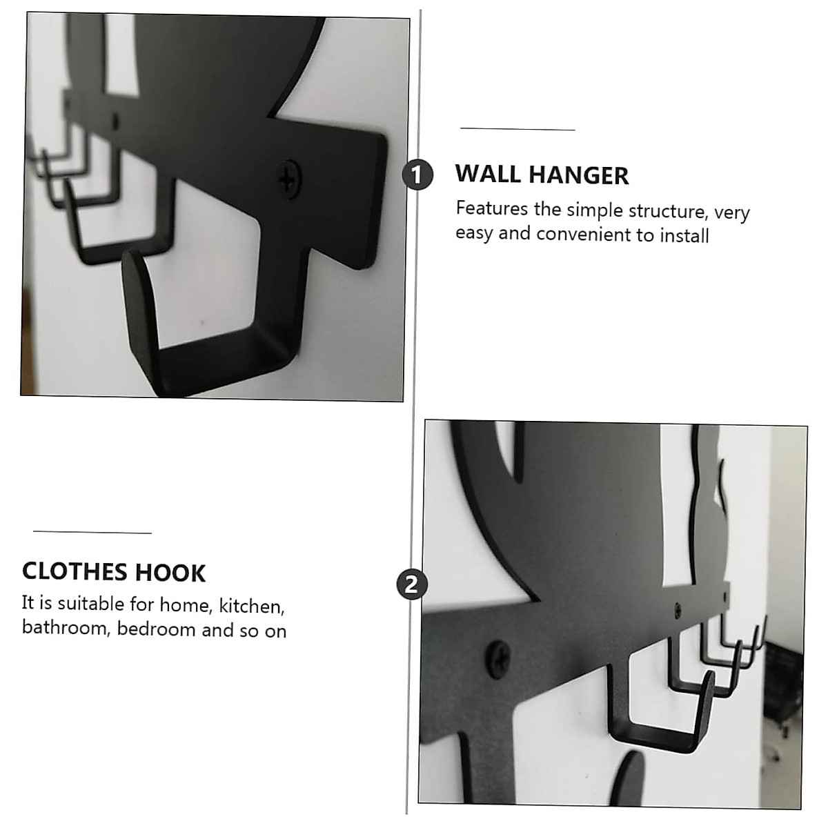 SEWOART 1pc Cat Towel Hook Black Coat Hooks Ceiling Hooks Heavy Duty Black Clothes Hangers Wall Shelf with Hooks Coat Rack Wall Mount with Shelf Cat Shaped Hooks Coat Hat Wall Hanger Key
