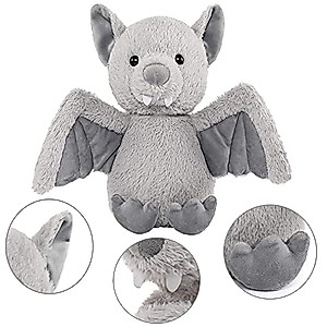 Cuddly 11 inch Plush Bat Stuffed Animal Halloween Stuffed Animal Plush Toys Plush Animal Doll Bedtime Toys Birthday Xmas Furry Gifts for Children Kids Baby Toys (Grey, 11 inch)