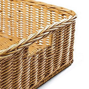 The Basket Lady Under The Bed/Basic Wicker Storage Basket, Medium, 20 in L x 14.5 in W x 6 in H, Sandstone