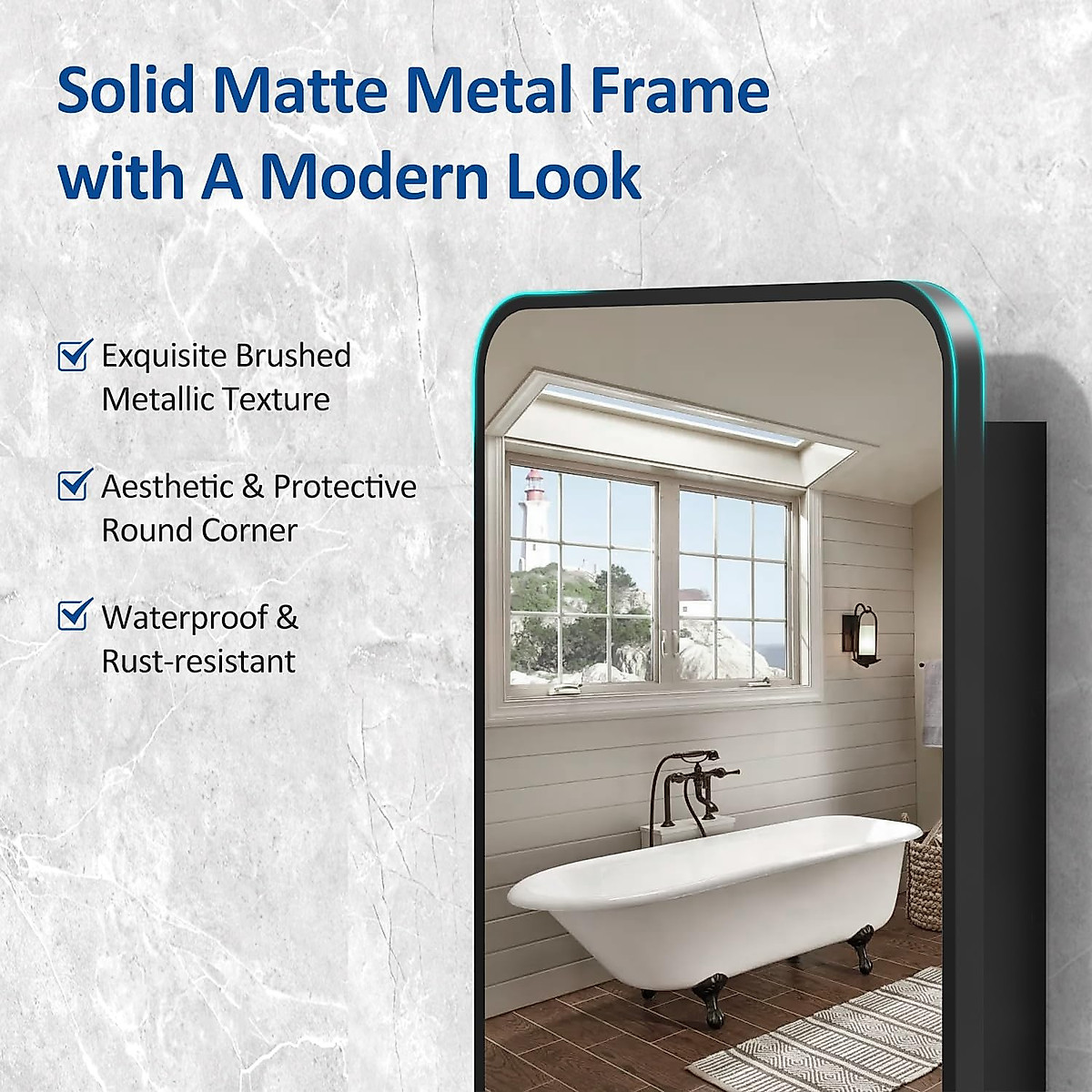 ACEMIRO 16x24 Inch Medicine Cabinet for Bathroom with Vanity Mirror Black Metal Framed Recessed Wall Mounted Bathroom Medicine Cabinet with Mirror