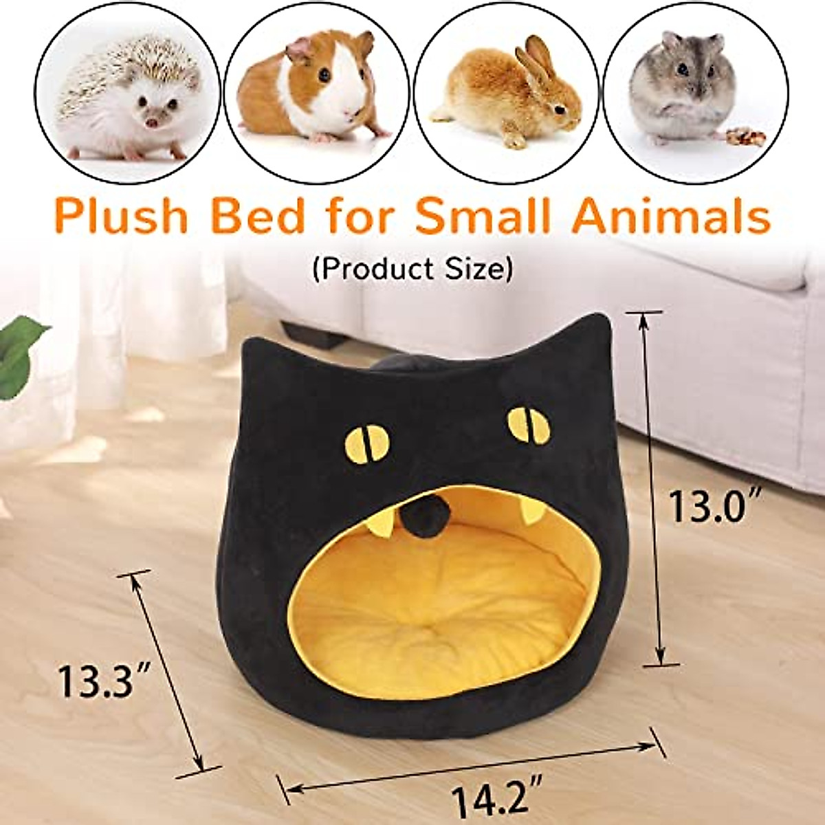 LyssKMK Cat Halloween Bed Rabbit Halloween Bed Cave Rabbit Sleeping Bed Bunny Guinea Pig Warm House Small Pet Winter Hideout for Kitten Rabbit Dwarf Bunny Ferret Chinchilla Hedgehog