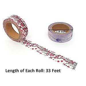 Washi Tape 33 Feet Long Each Roll DIY Japanese Masking Tape Decorative Masking Tape Scrapbooking Tape for Arts Crafts Office Party Supplies and Gift Wrapping