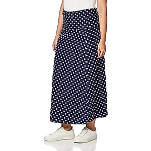 Star Vixen Women's Fold Over Waist Maxi Skirt, Navy White, X-Large