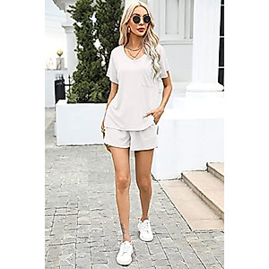 Pabumbubu Cozy Pajama Sets,Suitable for Daily Pajama, Street, Party, Casual, Outdoor, Workout, Fitness, Running, Jogging, Dating,Ribbed Lounge Sets. White