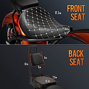 eAhora DOT Approved M1 2 Seat 2000W 37Mph Electric Motorcycle for Adults, 40 Miles 60V 30ah Lithium Battery, Street Legal 2 Person Electric Mopeds for Adults, Dual Hydraulic Brake for Urban Commuting