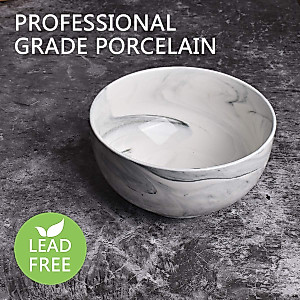 Bosmarlin Marbling Ceramic Bowl Set of 4, 33 Oz, Dishwasher and Microwave Safe (33 Oz, B-Grey Marbling)