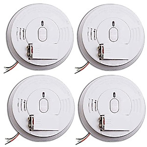Kidde Hardwired Smoke & Carbon Monoxide Detector, AA Battery Backup, Interconnectable, LED Warning Light Indicators, 2 Pack & Smoke Detector, Hardwired Smoke Alarm, Test-Silence Button, Pack of 4