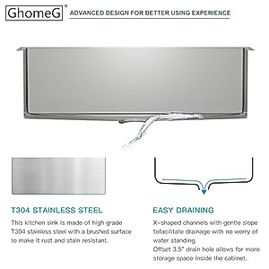 33 Kitchen Sink Undermount - GhomeG 33x19 Inch Undermount Kitchen Sinks Stainless Steel Kitchen Sinks Ledge Workstation Single Bowl 16 Gauge Under Counter Kitchen Sink Basin Round Corners