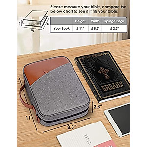 Heouvo Bible Covers for Men, Bible Carrying Case with Pockets/Leather Handle, Multi-Functional Large Size Zippered Bible Bag, Great for Bible Study/Daily Use, Perfect Gift for Men Boys