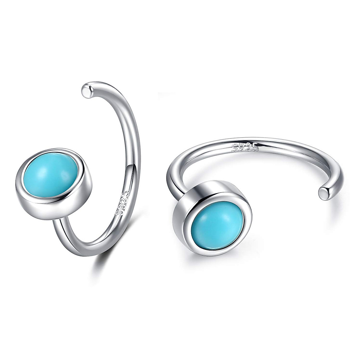 Huggie Hoop Earring 925 Sterling Silver Synthetic Turquoise Huggie Earrings for Women Ear Hugger Earrings Half Hoop Earrings