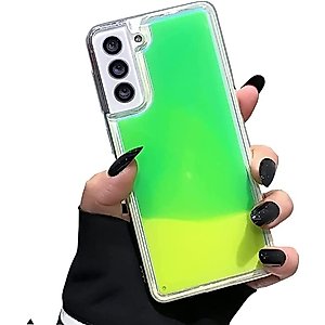 Yatchen Liquid Fluorescent Case for Samsung Galaxy S23 Ultra,Luxury Fun Glow in The Darkness Quicksand Clear Soft TPU Back Cover Luminous Shockproof Protector (Green, Galaxy S23 Ultra)