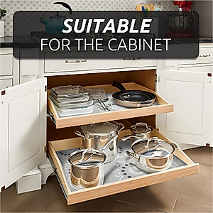 FIFTY FEET 12X120 Inch Shelf Liner for Kitchen Cabinets, PVC Drawer Liner for Dresser Non-Slip Bathroom, Non-Adhesive Cabinet Liner Washable (Grey Circle)(1 Roll)