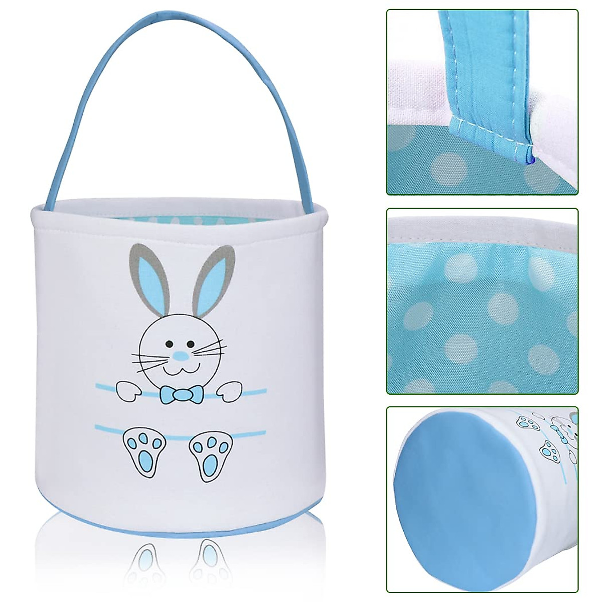 4 Pack Easter Bunny Basket Bags Gift Basket Easter Bag Bunny Ear Bag Tote Bag for Egg Hunting Candy and Gifts Carry Bucket (Easter Bunny Bag 01)