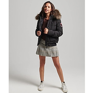 Superdry Womens Everest Bomber Jacket, Zip And Popper Fastening Black Size 12