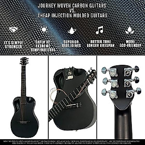 Journey Instruments Carbon Fiber Travel Guitar – OF660M Traveling Acoustic Guitar with Collapsible Patented System – Portable Backpack Case (Matte Black)