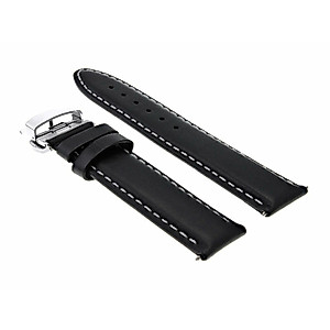 Ewatchparts 20MM SMOOTH LEATHER WATCH BAND STRAP BRACELET DEPLOYMENT CLASP COMPATIBLE WITH IWC BLACK WS