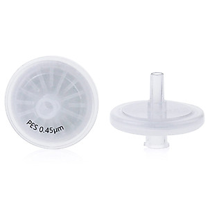 Welded Syringe Filters, PES Membrane 25 mm Diameter 0.45 um Pore Size Filtration Pack of 20 by Labfil