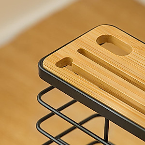 LINFIDITE Knife Block Holder Pot Lid Rack Cutting Board Organizer Holder Drying Rack with Draining Tray Kitchen Countertop Cabinet Pantry Bakeware Cookware Storage Stand Black