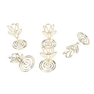 MANMAOHE 25Pcs Gold Table Number Holders Rose Flower Shaped Wire Picture Holder Small Size Table Card Holders Table Number Stands Photo Stand for Centerpieces Wedding Party Birthday