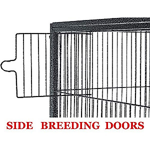 54" Pet Products Large Wrought Iron Breeding Bird Flight Cage Side Nesting Doors with Removable Rolling Stand